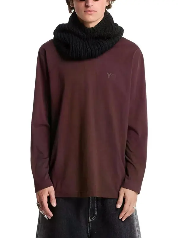 Y3 Logo Print Long Sleeve T-shirt - Brown