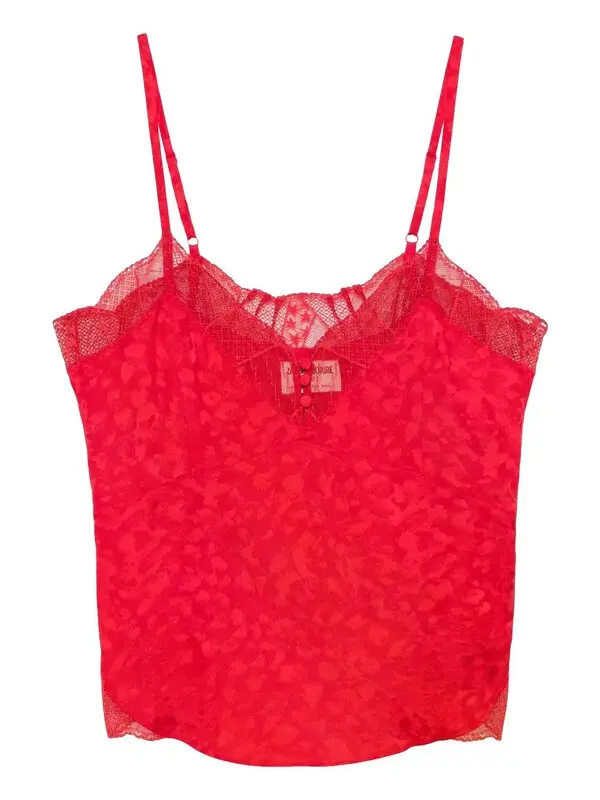 Zadig&Voltaire Leopard Jacquard Silk Blend Camisole - Red