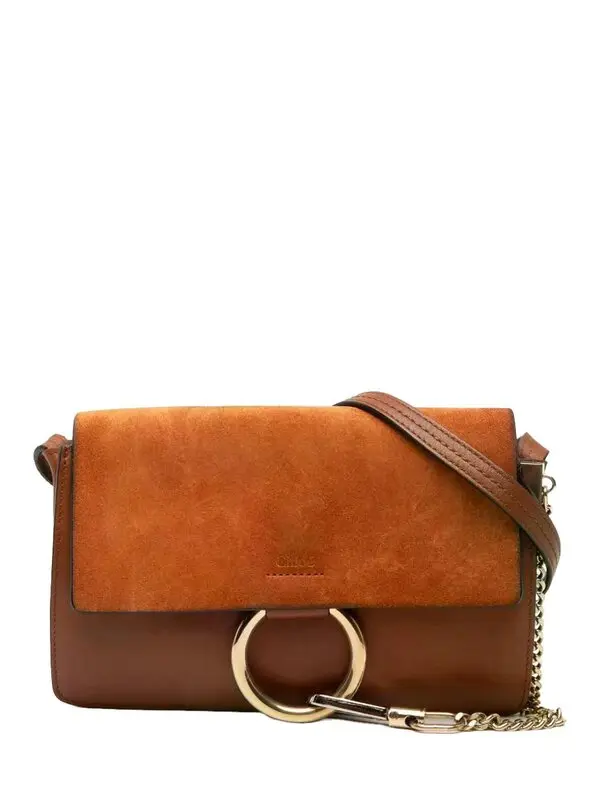 Chloé Faye Small Suede And Calfskin Crossbody Bag - Brown