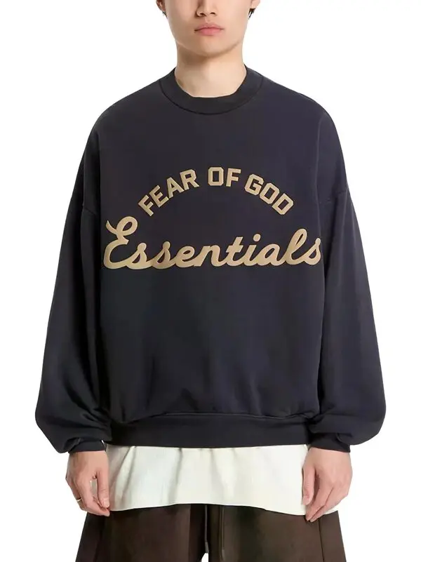 Fear Of God Logo Print Crewneck Sweatshirt - Black