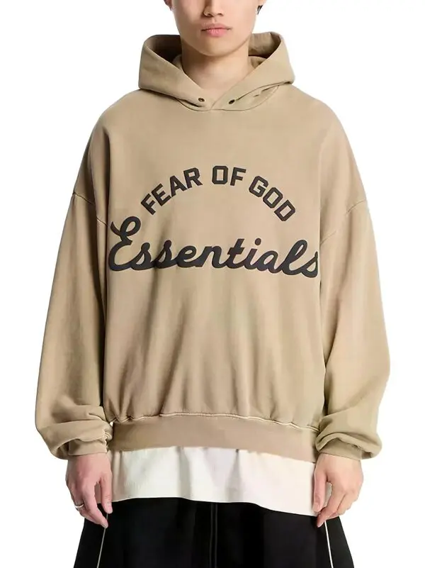 Fear Of God Logo Print Hoodie - Neutrals