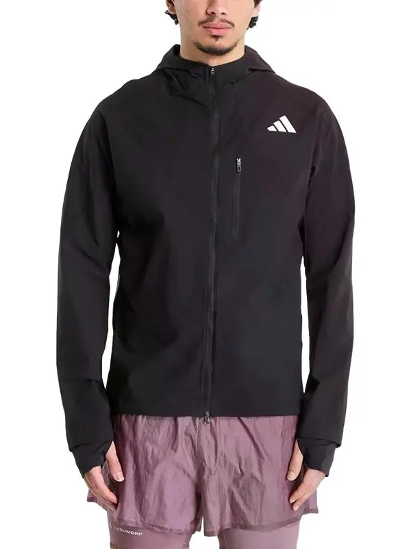 Adidas Logo Print Hooded Jacket - Black