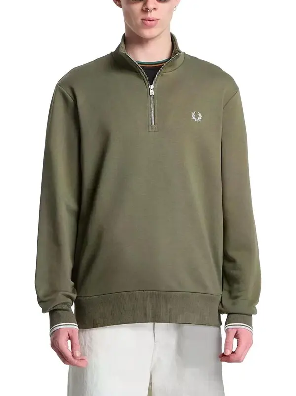 Fred Perry Half-zip Embroidered Logo Sweatshirt - Green