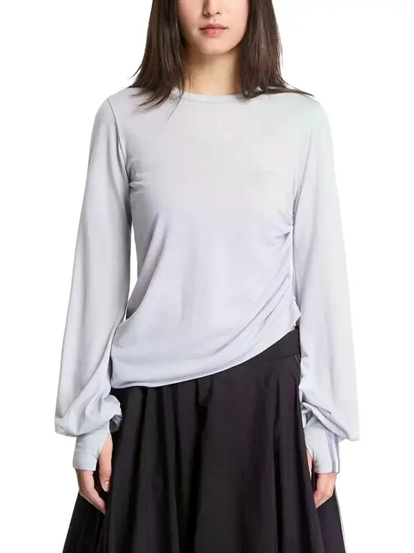 Y3 Cinched Draped Long Sleeve Top - Grey
