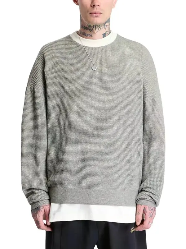 Fear Of God Gray Waffle Knit Crewneck Sweater - Grey