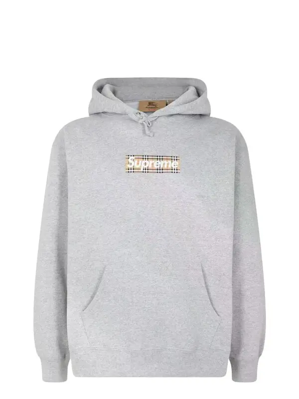 Supreme X Burberry Box Logo Drawstring Hoodie - Grey