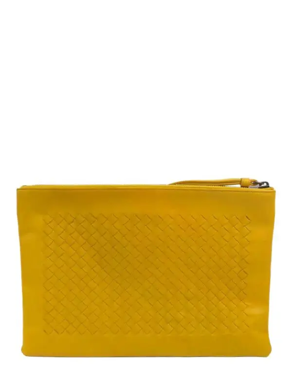 Bottega Veneta Intrecciato Leather Clutch Bag - Yellow