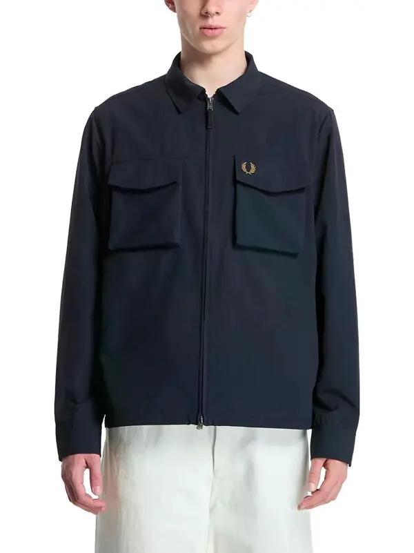 Fred Perry Logo-detail Overshirt - Blue
