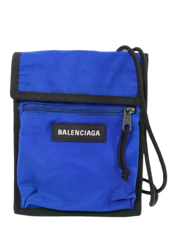 Balenciaga Logo Patch Shoulder Bag - Blue