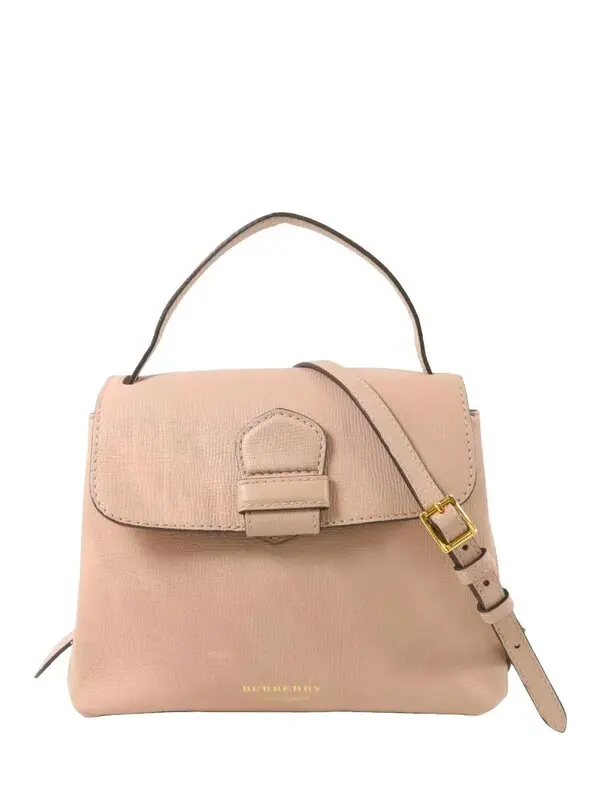 Burberry Grained Leather Shoulder Bag With Top Handle - Pink