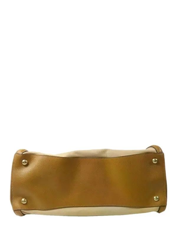 Prada Leather Canvas Tote Bag - Neutrals
