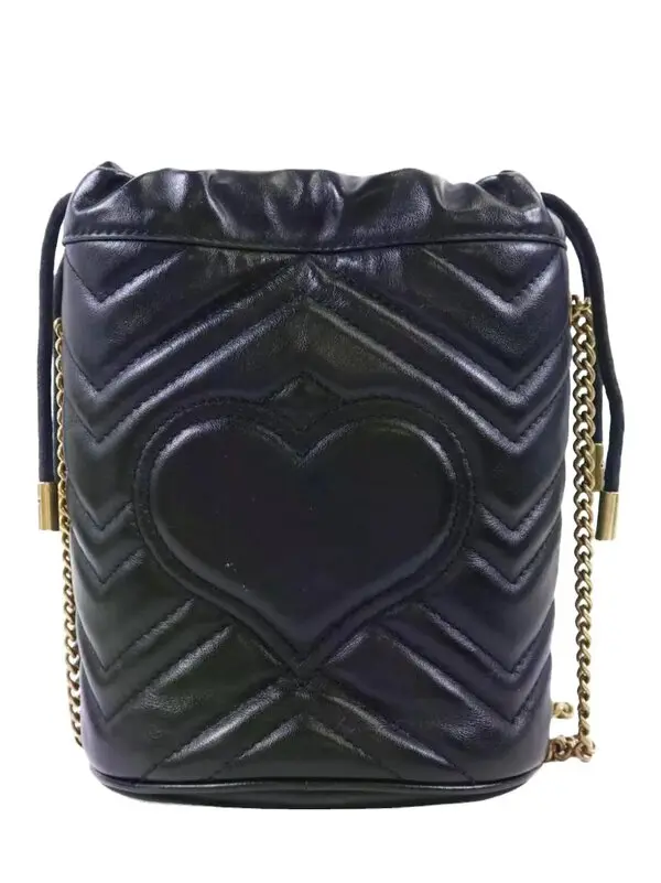 Gucci Marmont Leather Bucket Bag - Black