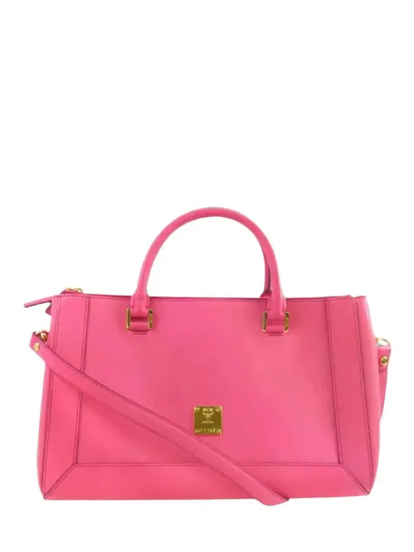 Mcm Leather Tote Bag - Pink