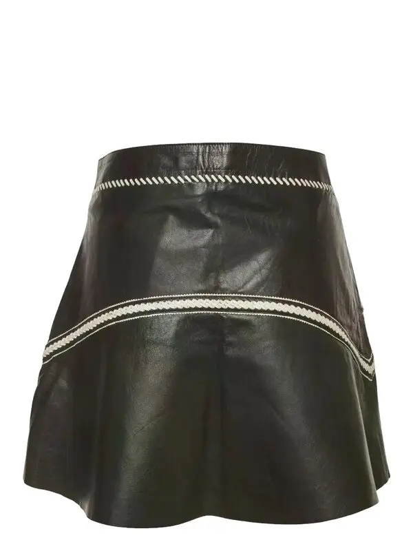 Roberto Cavalli Leather Flared Mini Skirt - Black