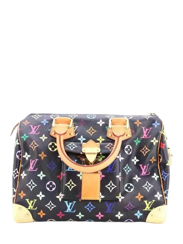 LOUIS VUITTON Speedy Handbag Monogram Multicolor 30 Satchel - Black