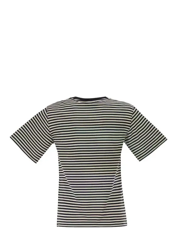 Max Mara Striped Embroidered Logo T-shirt - Black