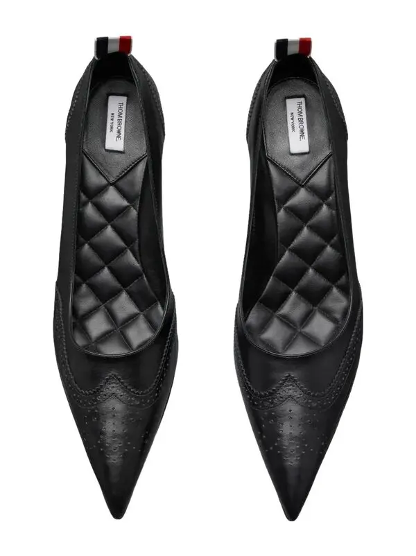 Thom Browne Leather Pumps With Brogue Detailing - Black