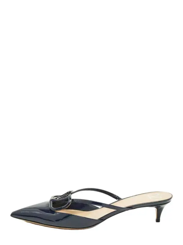 Valentino Garavani Vlogo Patent Leather Heeled Mules - Blue