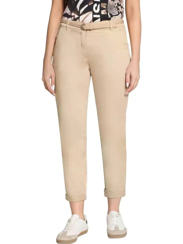 BETTY BARCLAY Belted Turned-up Trousers - Neutrals