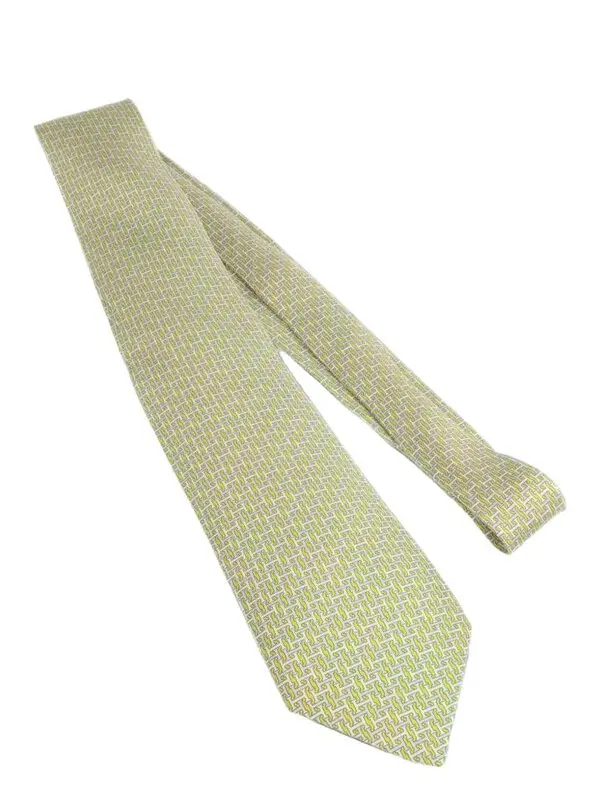 Hermès Silk Geometric Pattern Tie - Grey