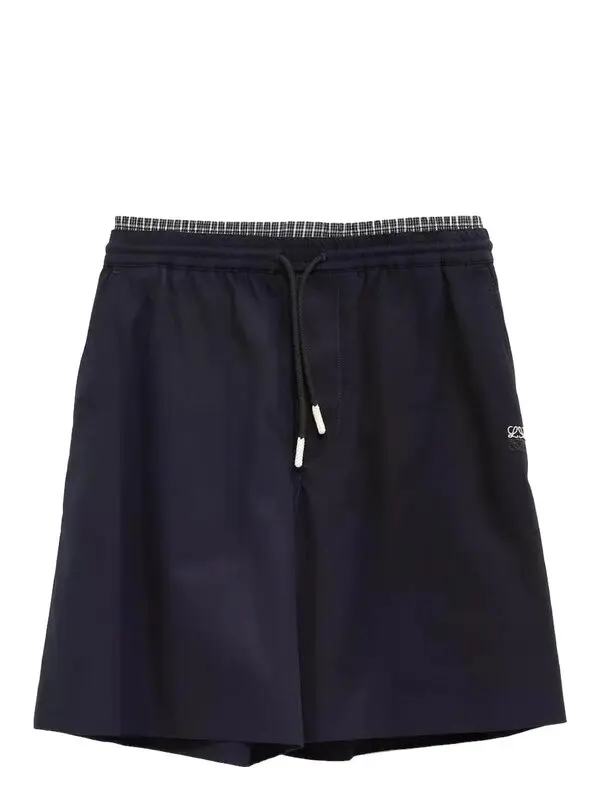 Loewe Drawstring Waist Logo Embroidered Shorts - Blue