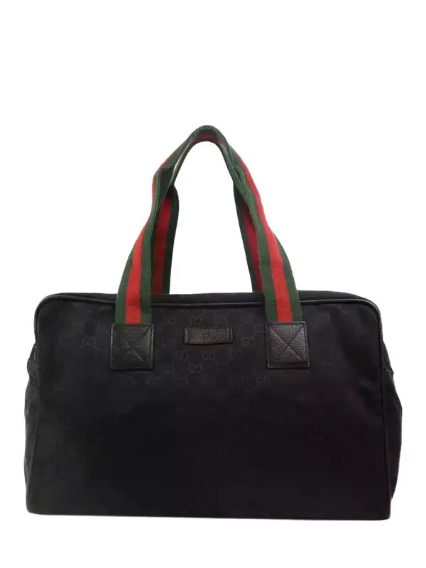 Gucci Gg Canvas Web-stripe Boston Bag - Black