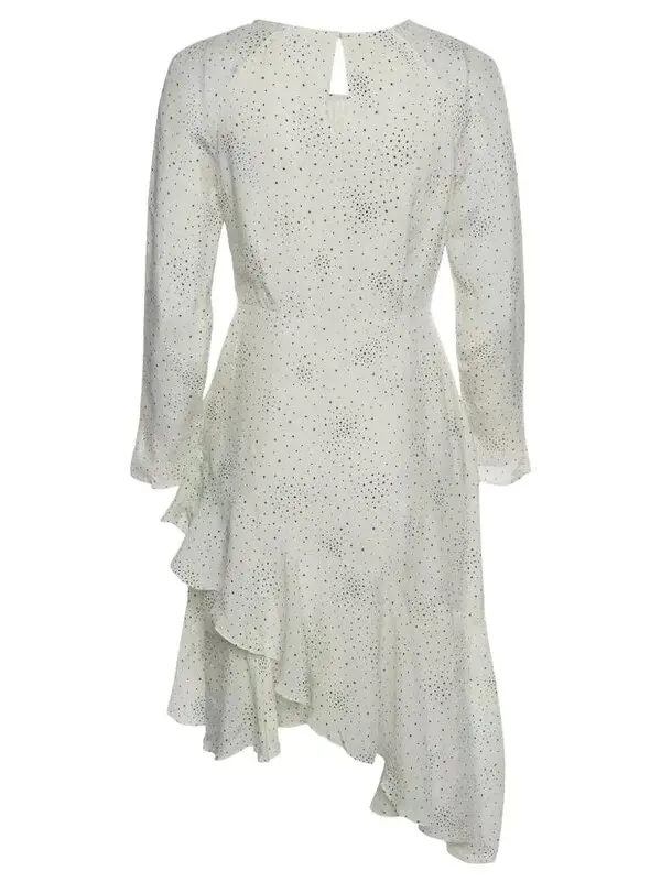 Maje Star Print Asymmetric Ruffled Dress - White
