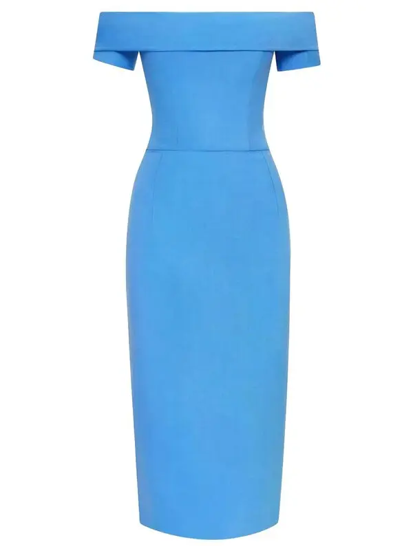 Oscar De La Renta Off-shoulder Draped Midi Dress - Blue
