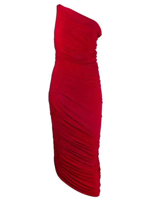 Norma Kamali Asymmetrical Ruched Dress - Red