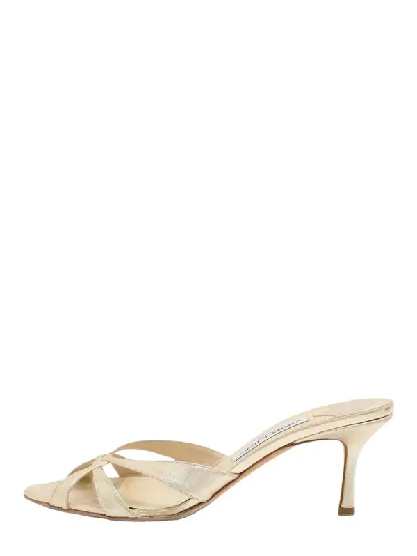 JIMMY CHOO Leather Heeled Sandals - Gold