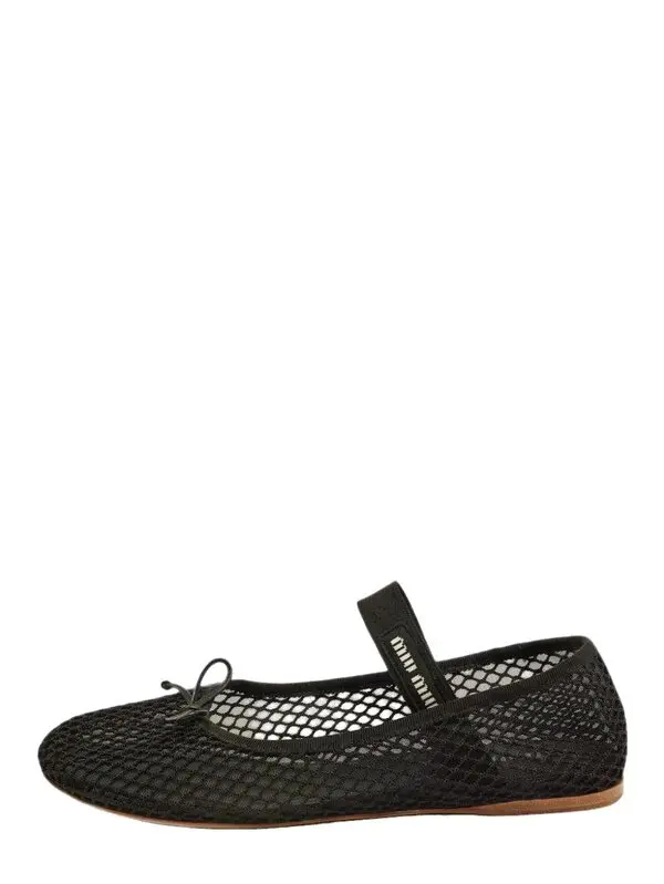 Miu Miu Mesh Ballet Flats With Bow Detail - Black
