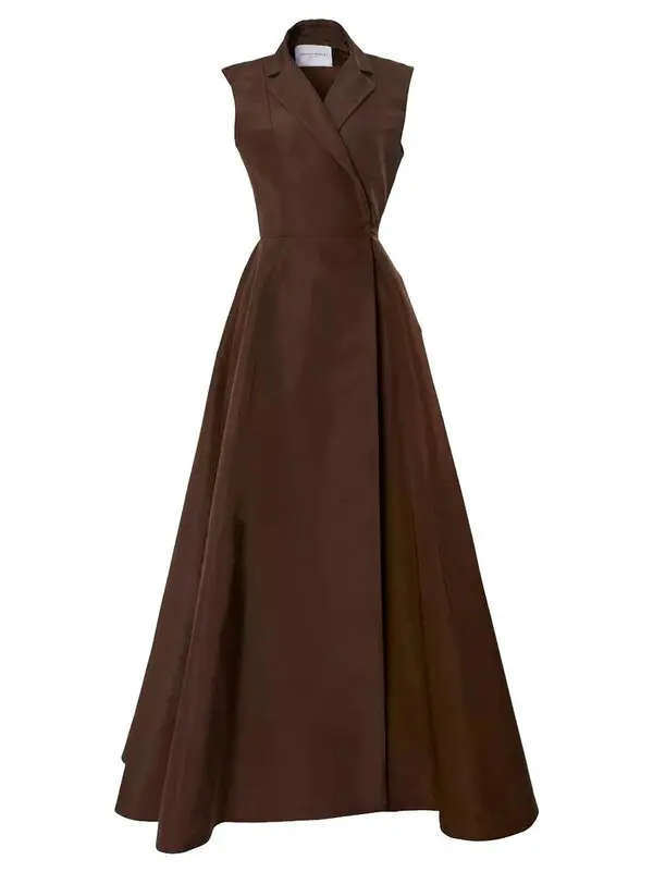 Carolina Herrera Silk Trench Gown - Brown