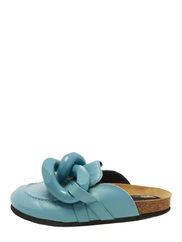 JW Anderson Chain-link Leather Mules - Blue