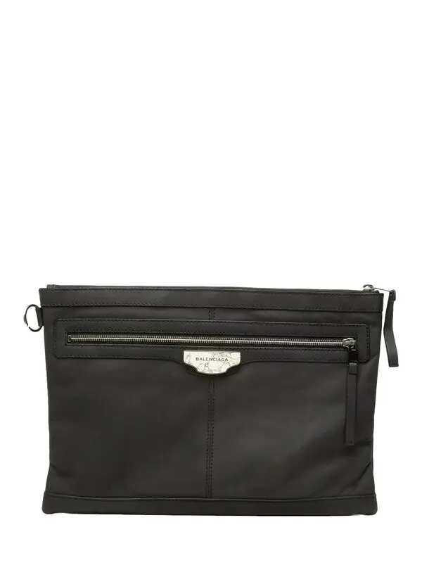 Balenciaga 2015 Lambskin Marble Clip L Clutch Bag - Black