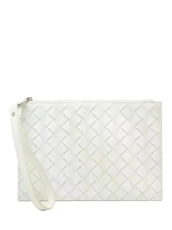 Bottega Veneta Intrecciato Leather Clutch Bag - White