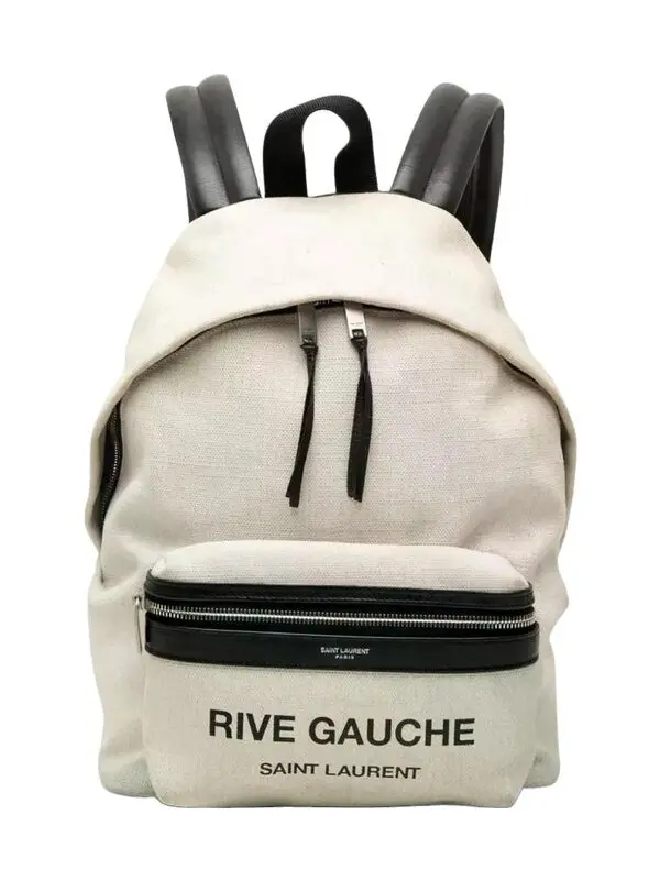 Saint Laurent Canvas Rive Gauche City Backpack - White