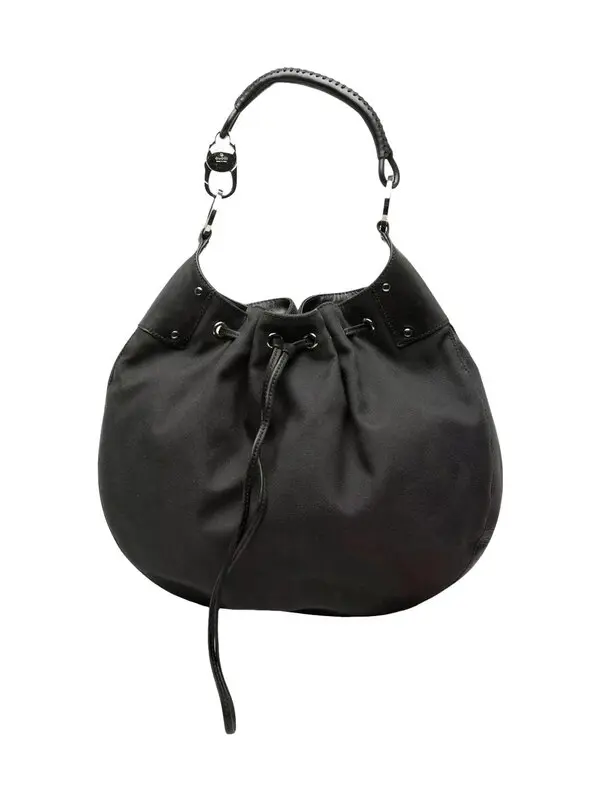 Gucci Canvas Drawstring Hobo Bag - Black