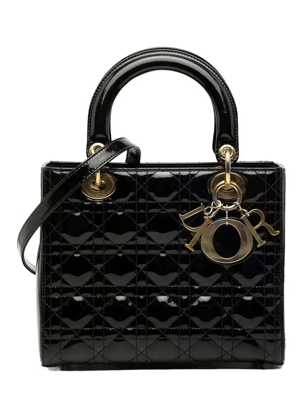 Dior Patent Cannage Lady Satchel - Black