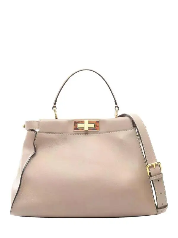 Fendi Medium Leather Peekaboo Iconic Satchel - Neutrals
