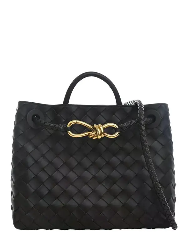 Bottega Veneta Small Lambskin Intrecciato Andiamo Bag Satchel - Black