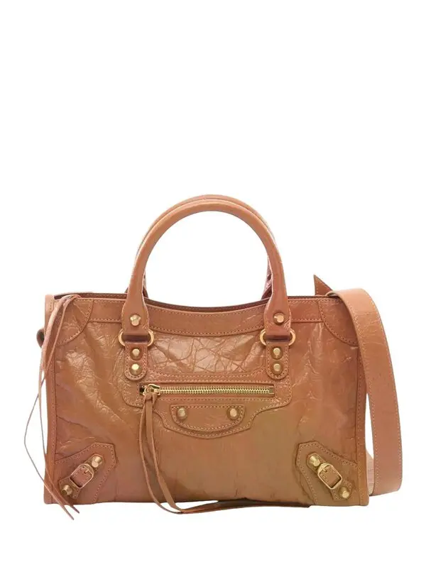 Balenciaga Lambskin Motocross Classic City Satchel - Brown