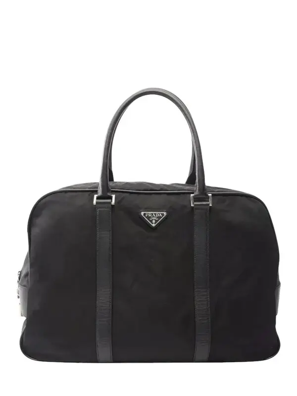 Prada Saffiano Trimmed Tessuto Handbag - Black