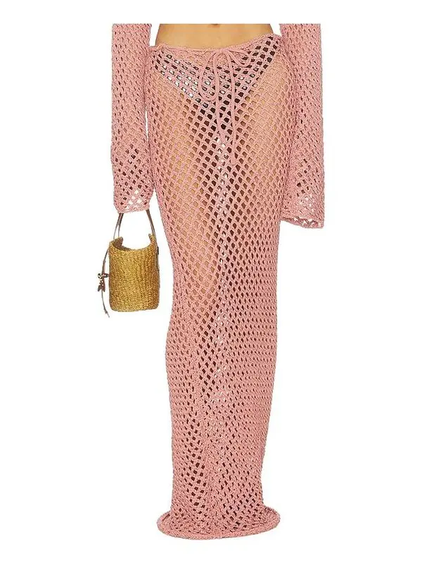 BANANHOT Magen Crochet Knit Maxi Skirt - Rose