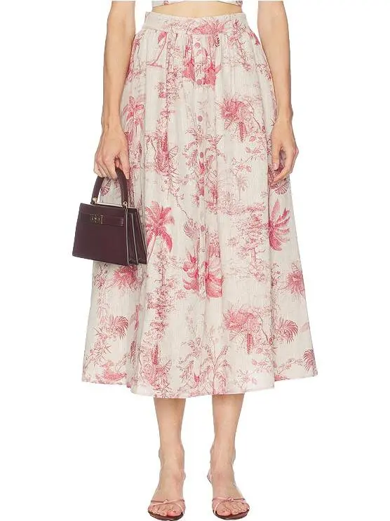 L'Agence Seina Midi Skirt - Tan