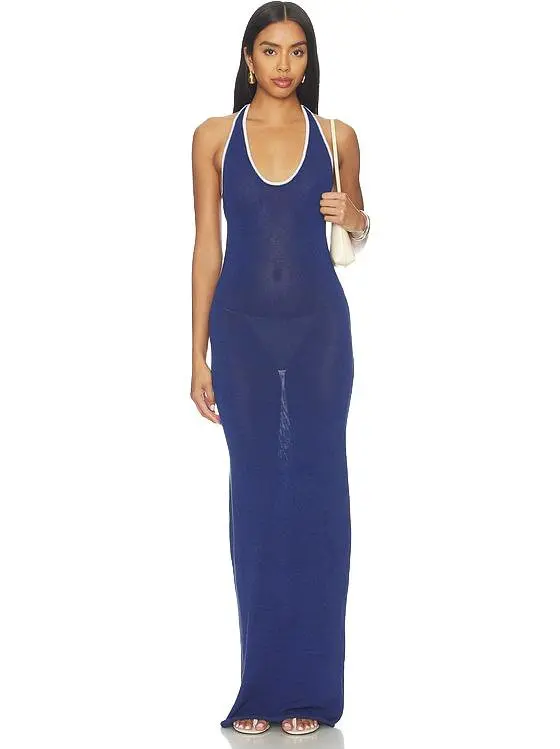 SEROYA Anora Knit Maxi Dress - Blue