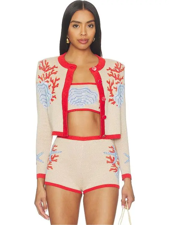 Retrofete Aralyn Knit Cardigan With Padded Shoulders - Neutral