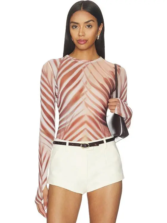AFRM Kaylee Long Sleeve Mesh Top - Brown