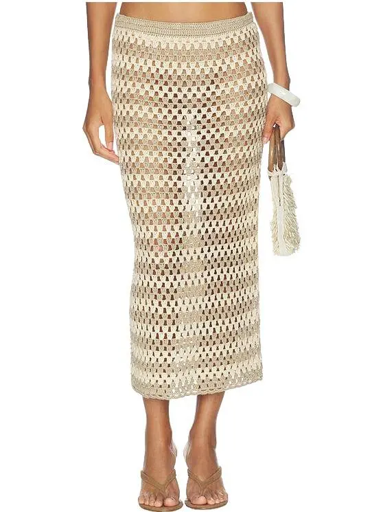 AFRM Natalia Crochet Knit Midi Skirt - Neutral