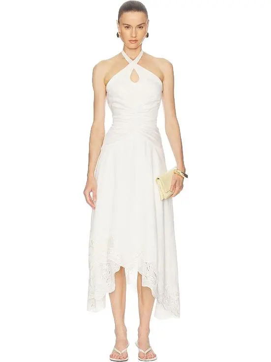 AMUR Romee Embroidered Maxi Dress - White