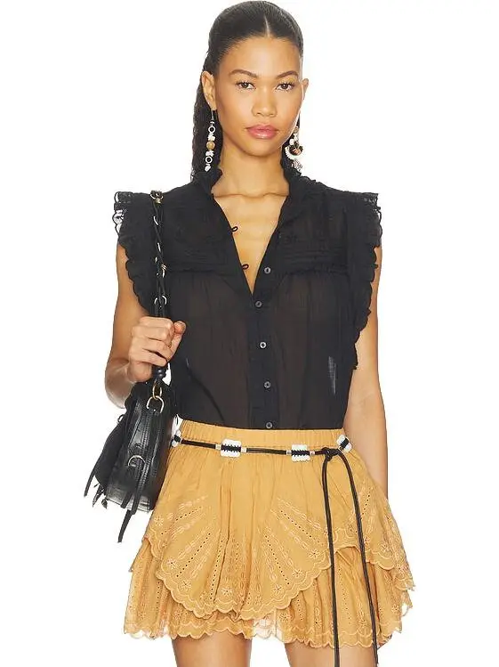 Isabel Marant Étoile Sleeveless Embroidered Voile Top - Black
